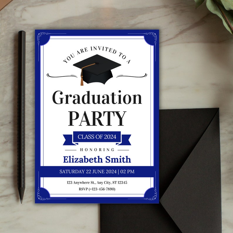 Editable Graduation Party Invitation Canva Template, Grad Party Invite ...