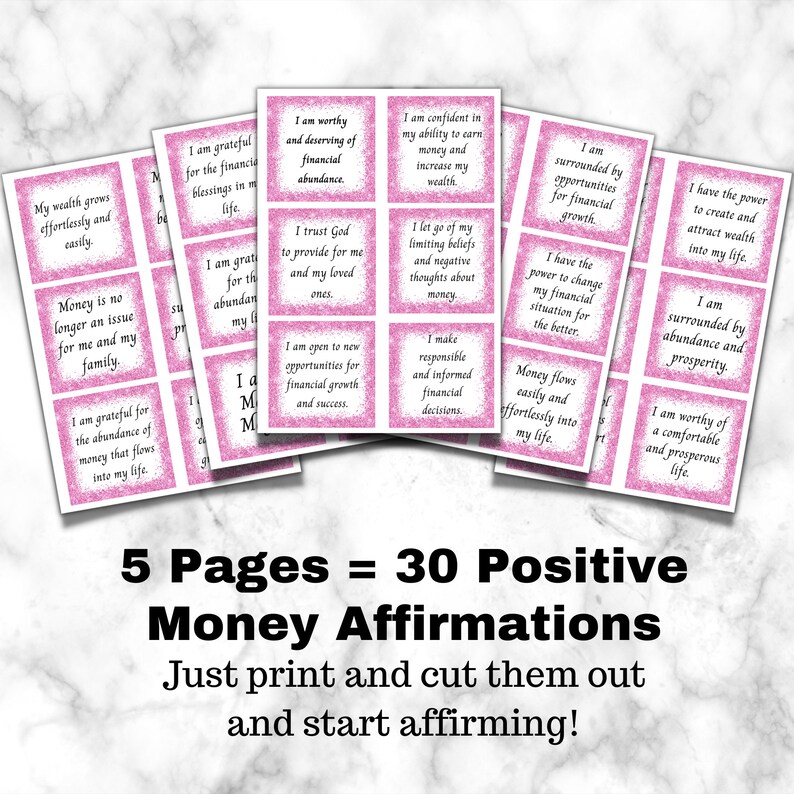 30 Printable Money Affirmation Cards, Financial Abundance & Wealth ...