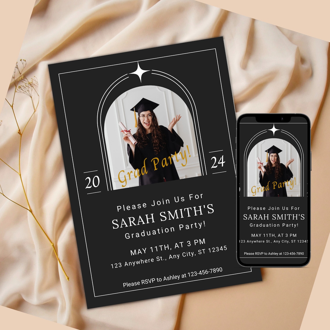 Editable Graduation Party Invitation Canva Template, Grad Party Invite ...