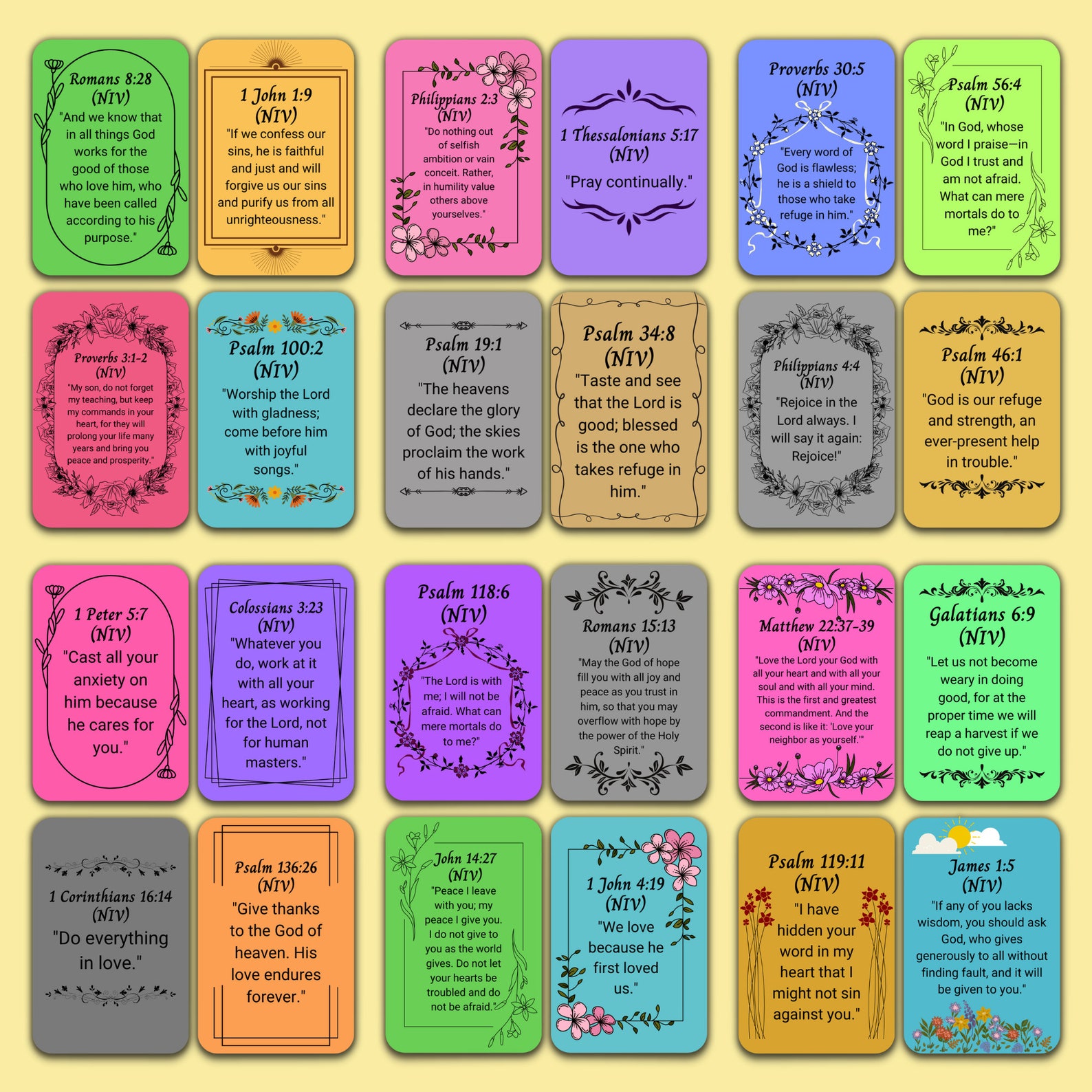 Printable Bible Verse Cards for Kids, Bible Study Tools, Memory Verse ...