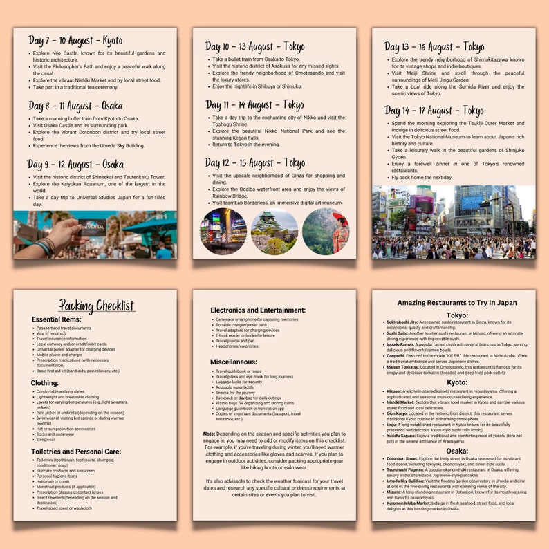 Japan Travel Itinerary, Travel Planner Canva Template, Travel Gift ...