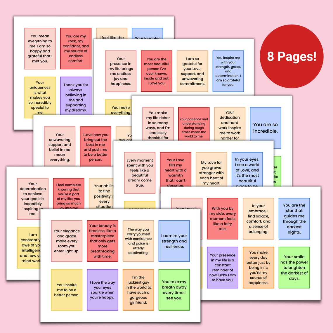 50 Words of Affirmation Cards for Her: Love Coupon Valentines Gift ...