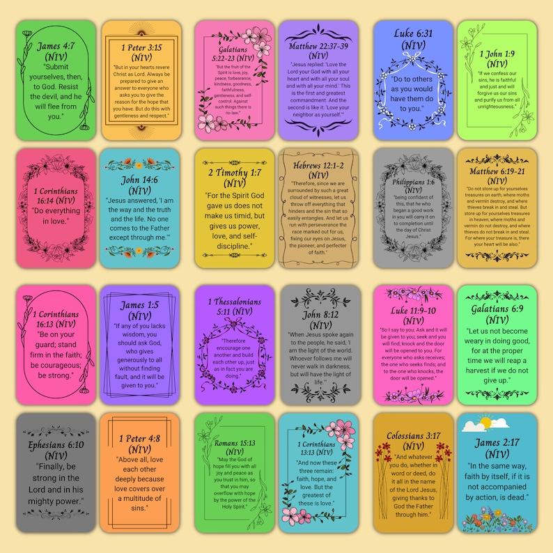 50 Printable New Testament Bible Verse Cards, Bible Study Tools, Memory ...