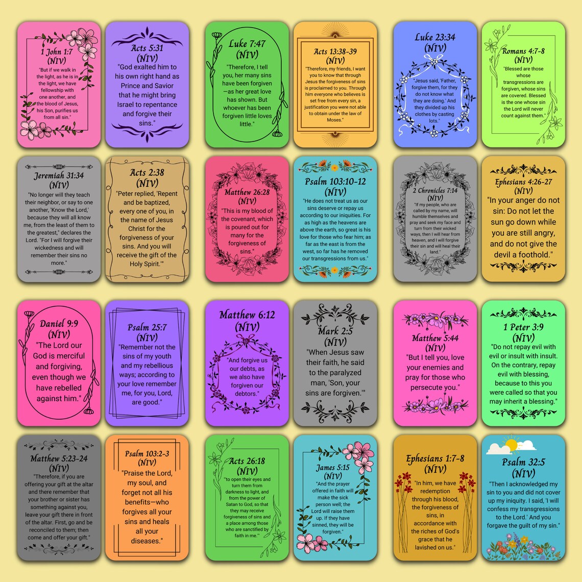 Printable Forgiveness Bible Verse Cards, Bible Study Tools, Memory ...