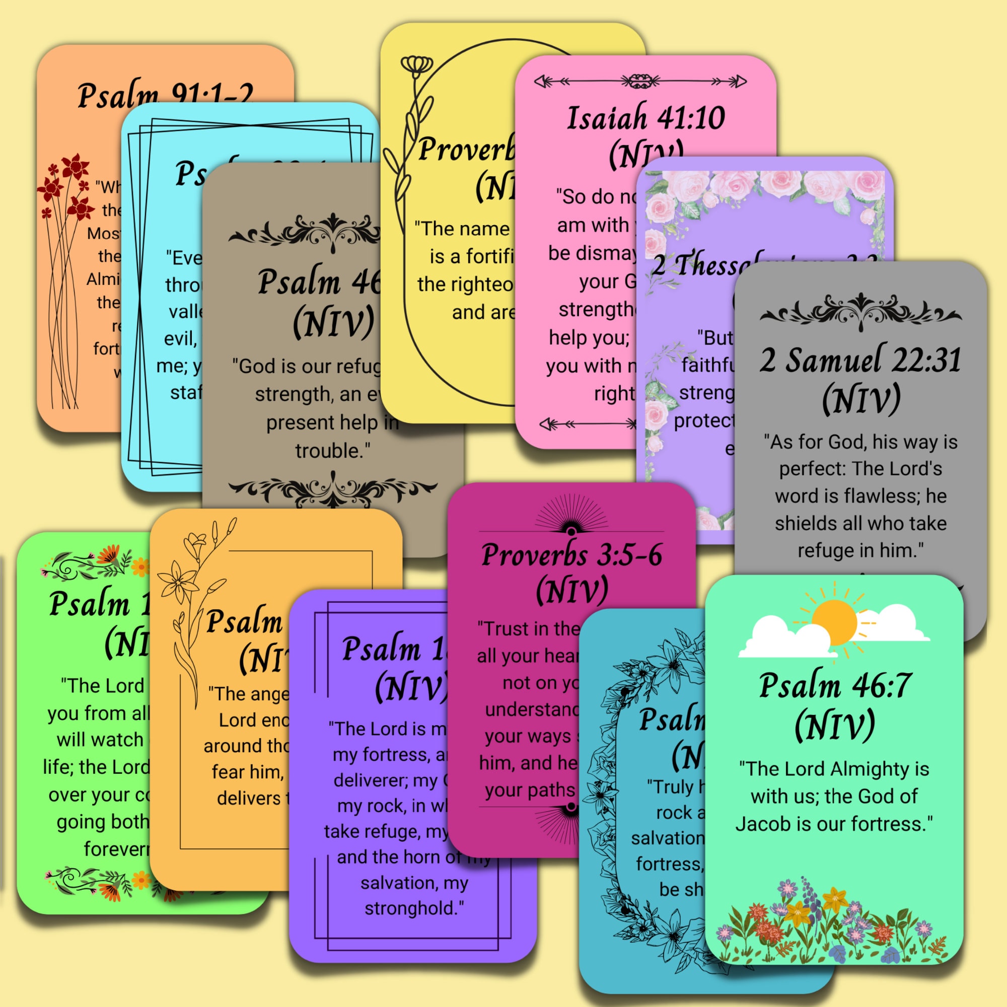 Printable Protection Bible Verse Cards, Bible Study Tools, Memory Verse ...