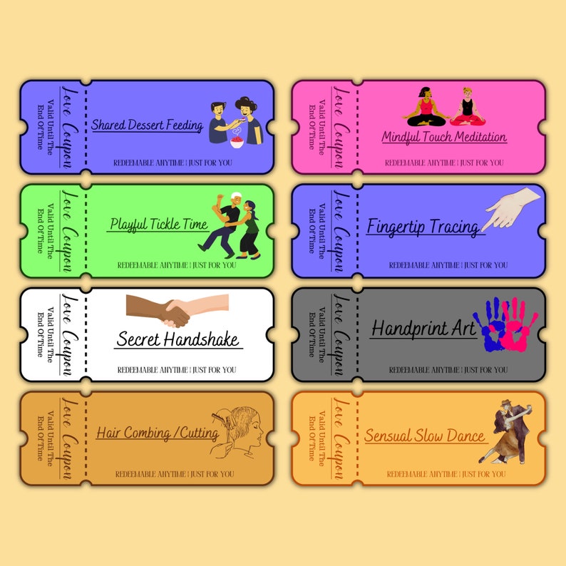 40 Printable Physical Touch Love Coupons for Him and Her, Couple ...