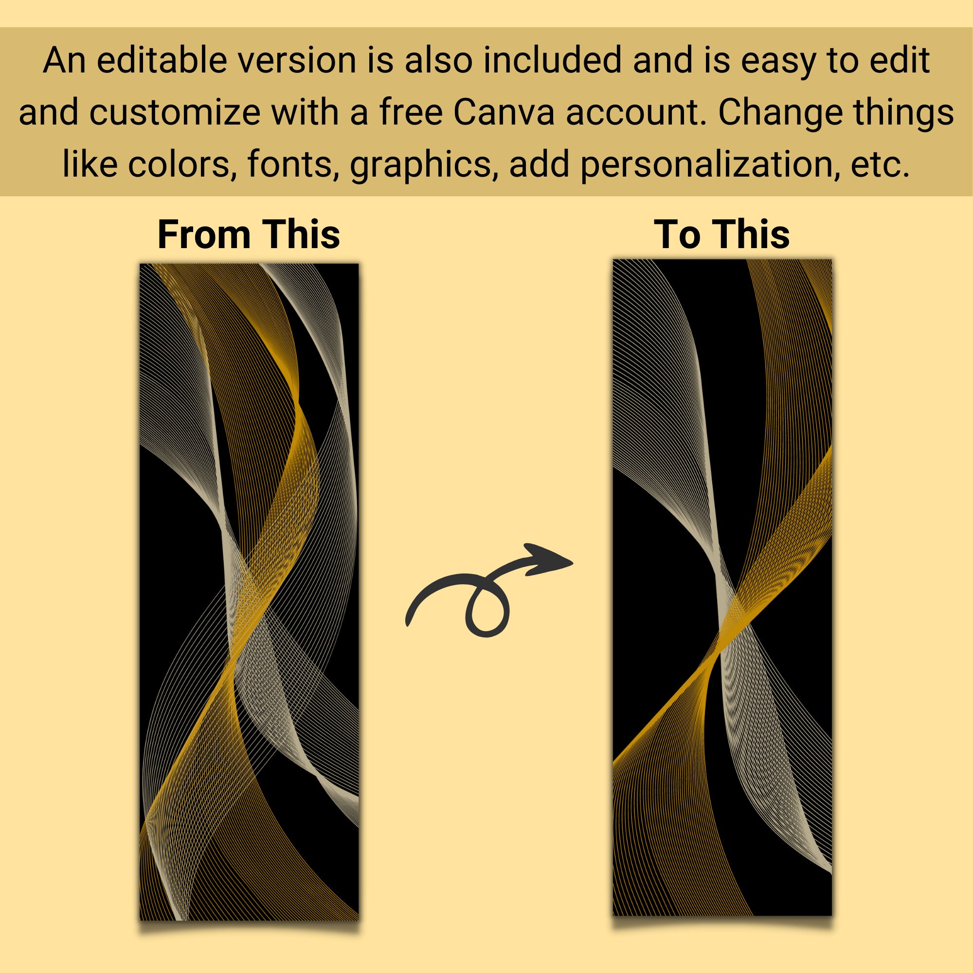 Printable Black and Gold Bookmark Set, Cute Bookish Bookmarks, Gift for ...
