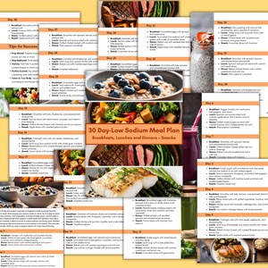 Printable 30-day Low-sodium Meal Plan & Grocery List, Digital Healthy ...
