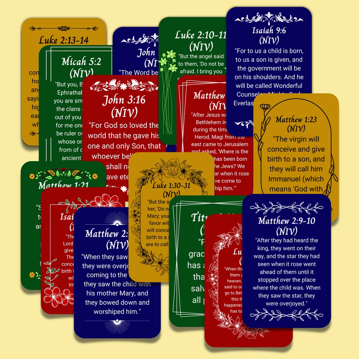 Printable Christmas Bible Verse Cards, Bible Study Tools, Memory Verse ...