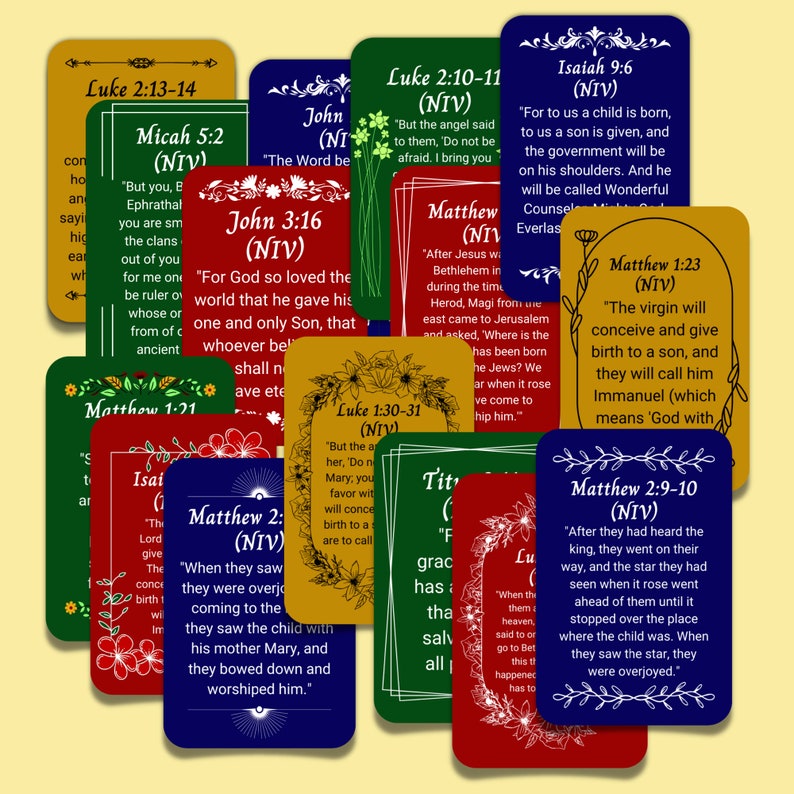 Printable Christmas Bible Verse Cards, Bible Study Tools, Memory Verse ...