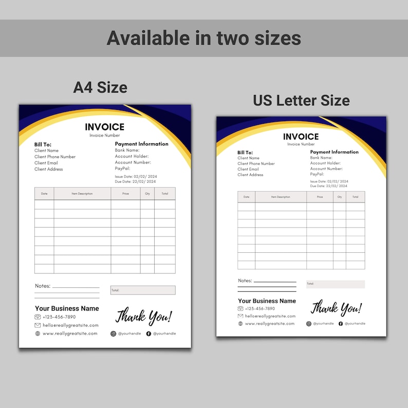 Professional Business Invoice Template, Printable Small Business ...