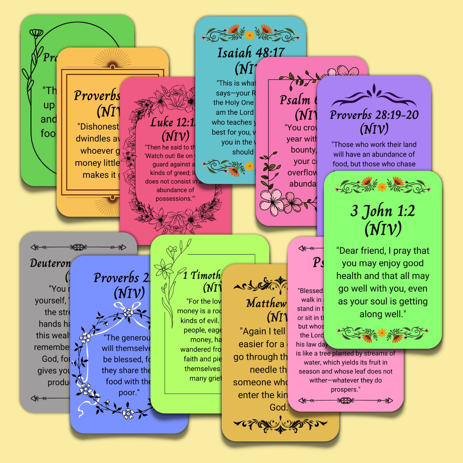 Printable Wealth and Abundance Bible Verse Cards, Bible Study Tools ...