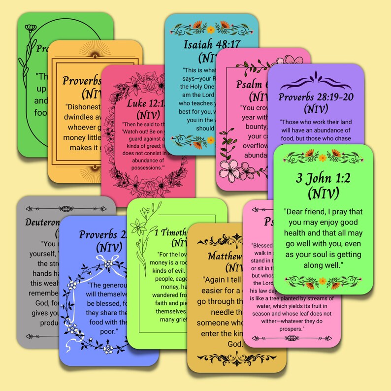 Printable Wealth and Abundance Bible Verse Cards, Bible Study Tools ...