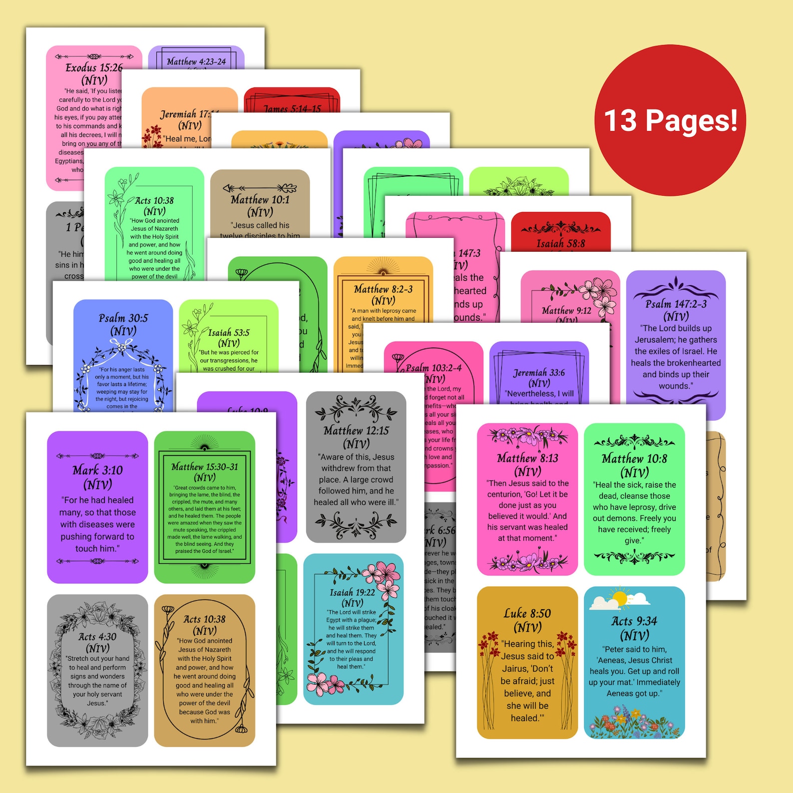 Printable Healing Bible Verse Cards, Bible Study Tools, Memory Verse ...