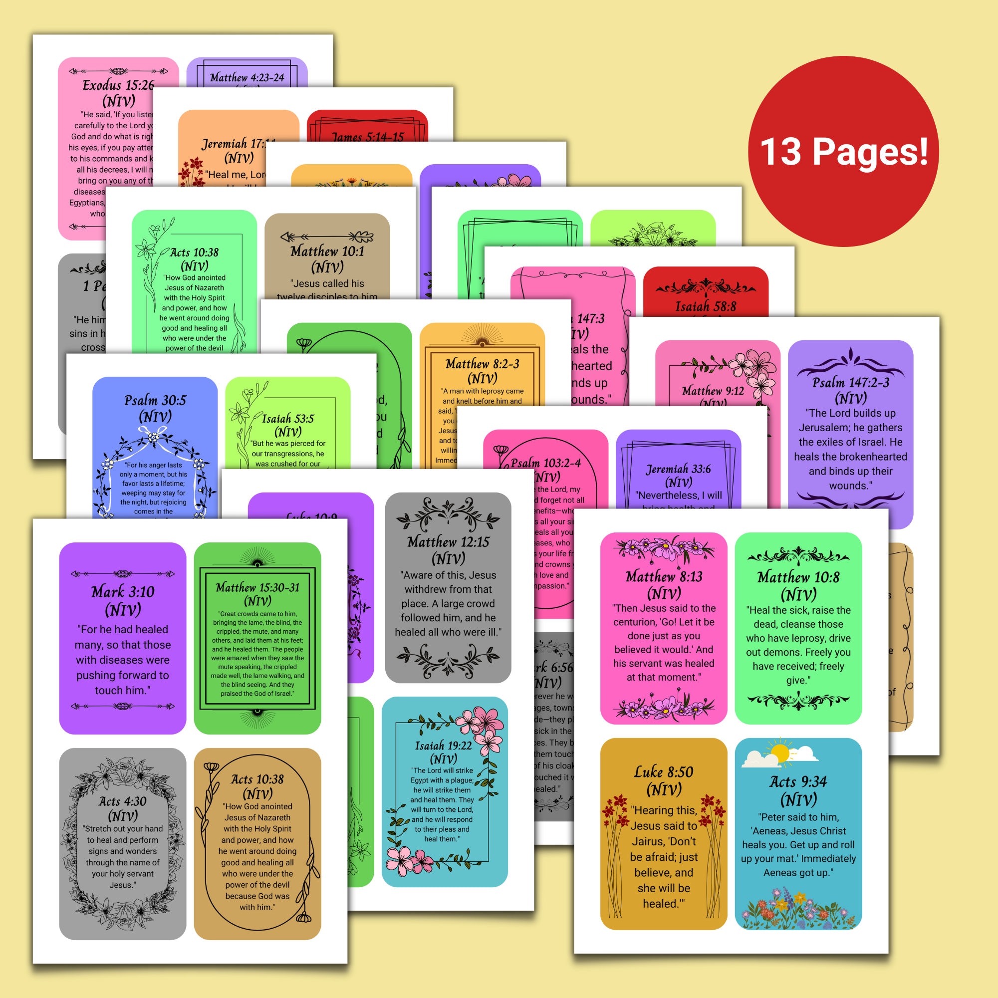 Printable Healing Bible Verse Cards, Bible Study Tools, Memory Verse ...