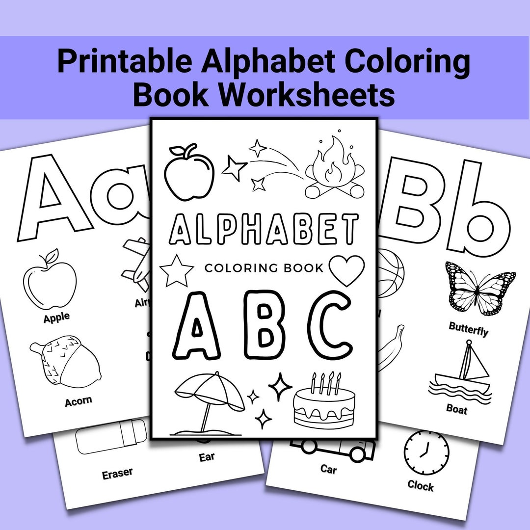 Printable Alphabet Coloring Book Worksheets, Preschool Printables for ...