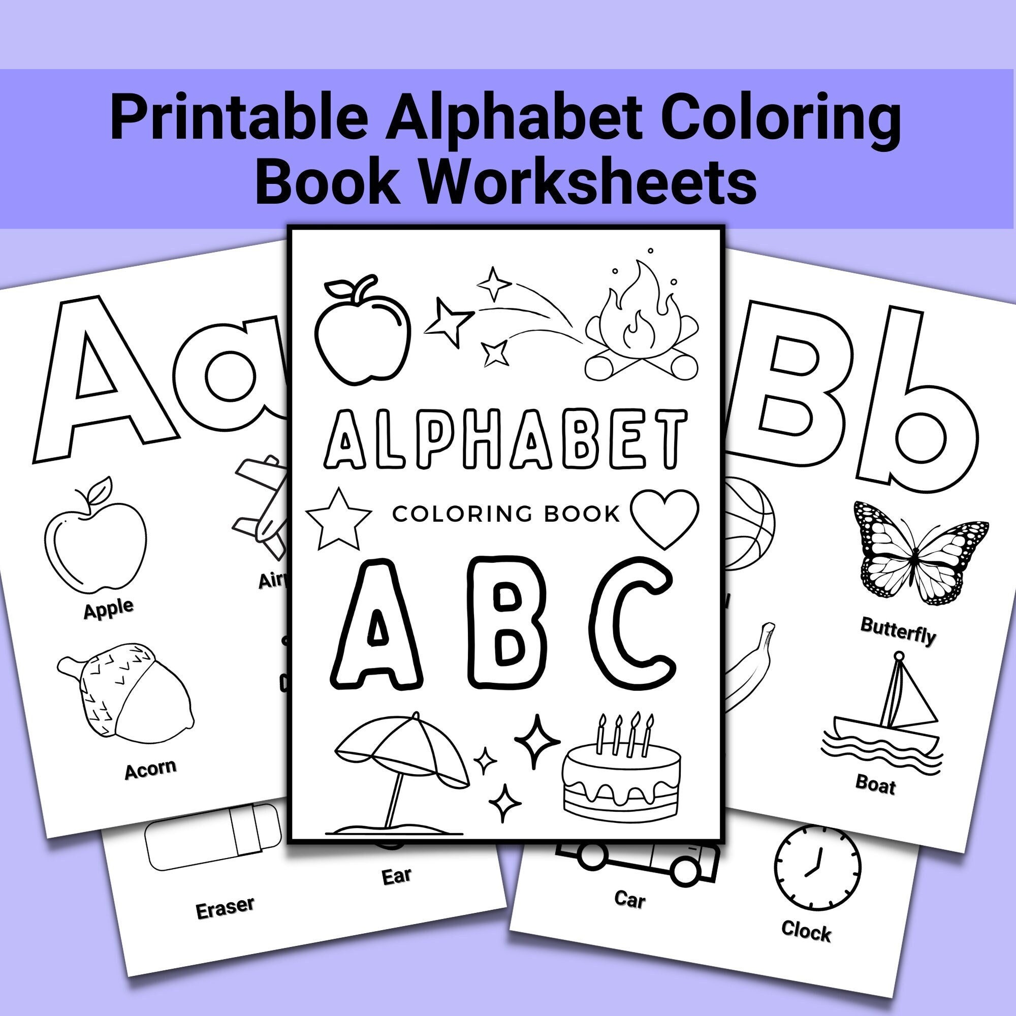 Printable Alphabet Coloring Book Worksheets, Preschool Printables for ...