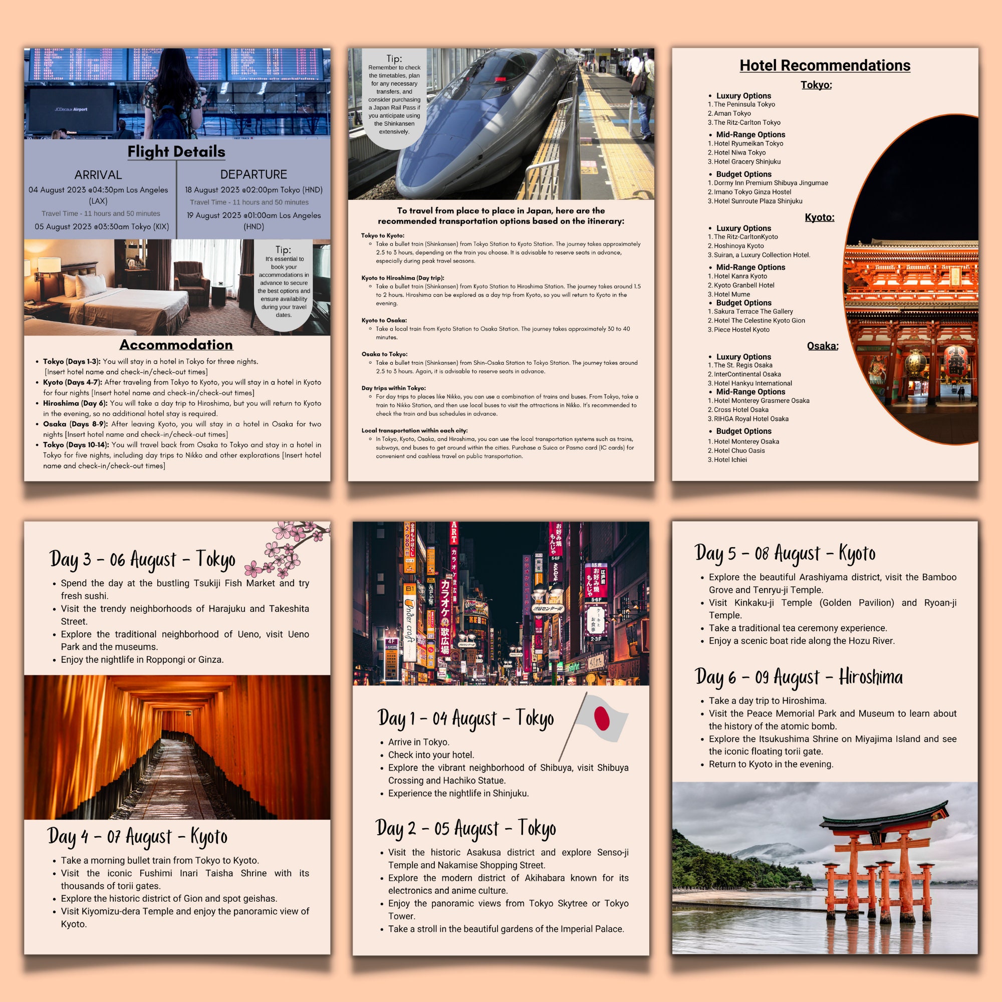 Japan Travel Itinerary, Travel Planner Canva Template, Travel Gift ...