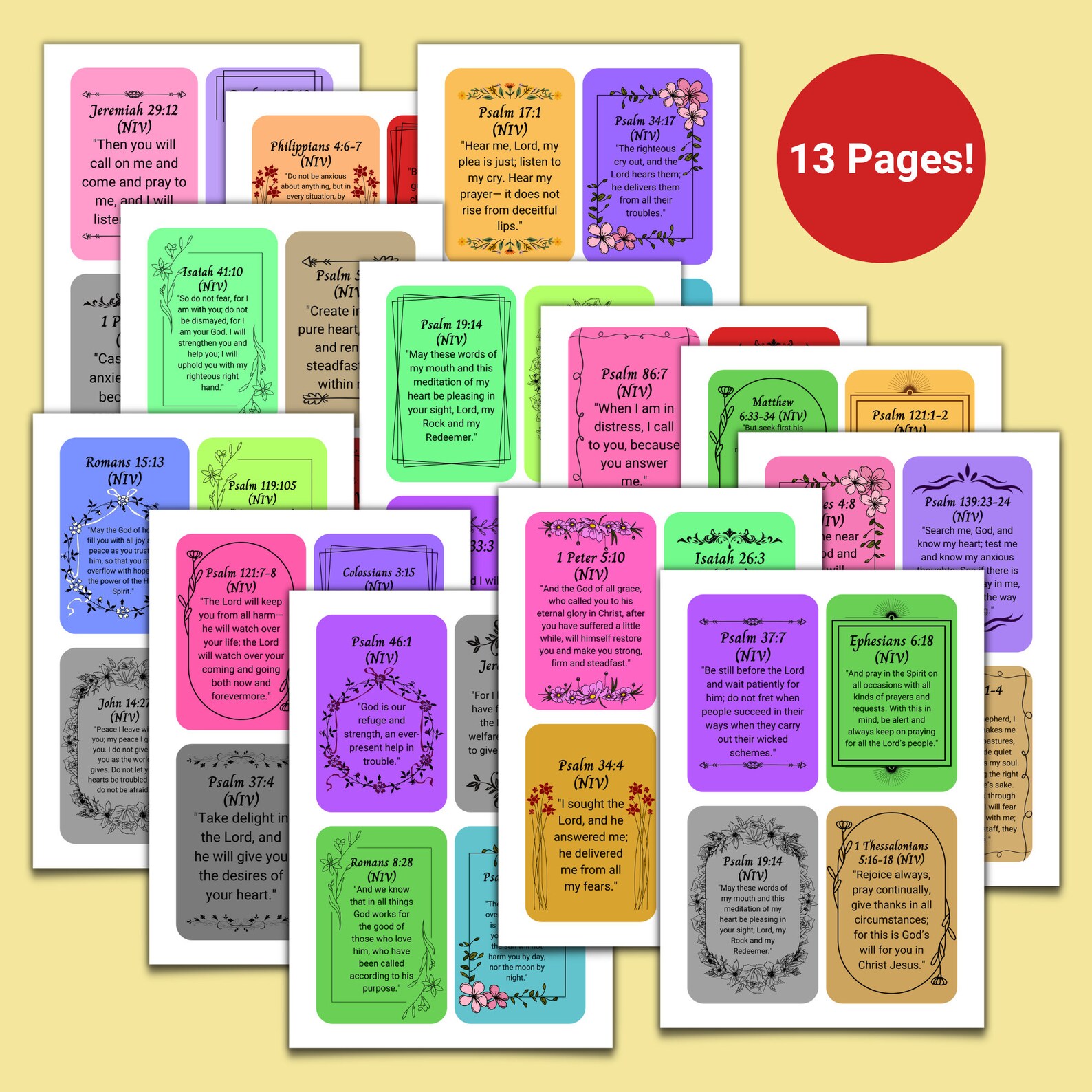 Printable Bible Verse Cards About Prayer, Bible Study Tools, Memory ...