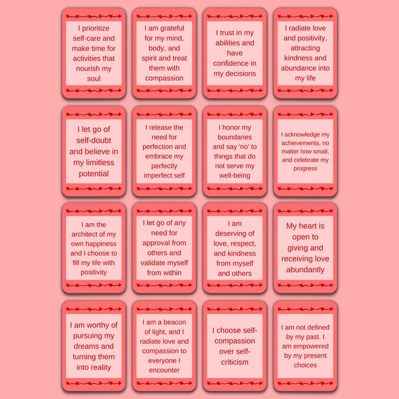 50 Printable Self-love Affirmation Cards for Women, Positive Daily ...