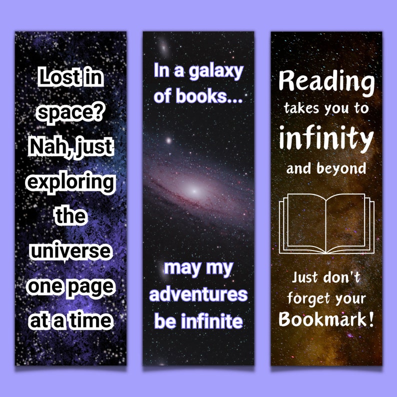 Printable Space Bookmark Set, Cute Galaxy Bookish Bookmarks, Gift for ...