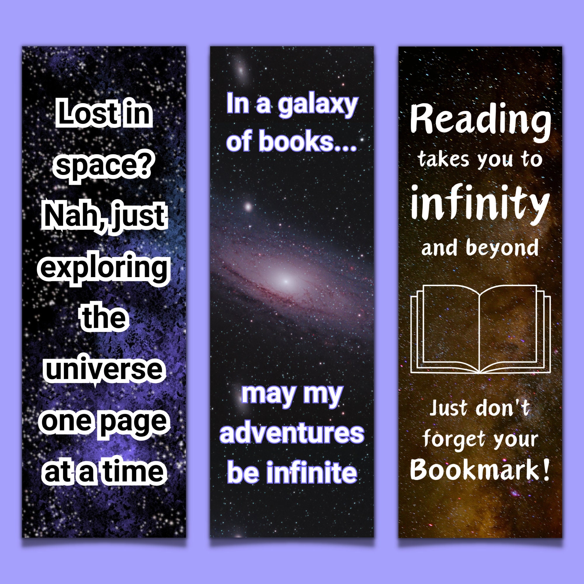 Printable Space Bookmark Set, Cute Galaxy Bookish Bookmarks, Gift for ...