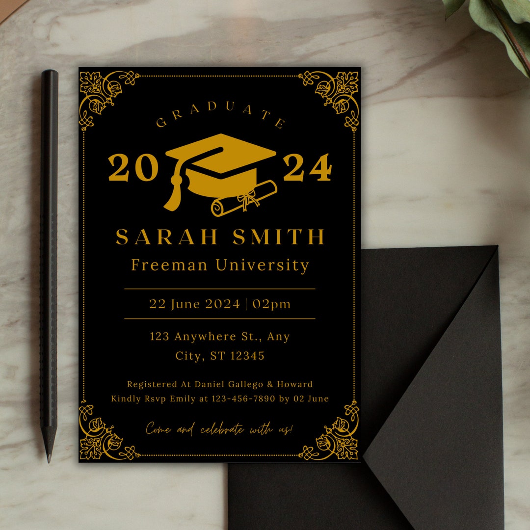 Editable Graduation Party Invitation Canva Template, Grad Party Invite ...