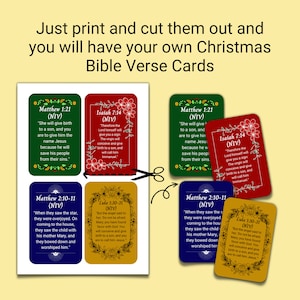 Printable Christmas Bible Verse Cards, Bible Study Tools, Memory Verse ...