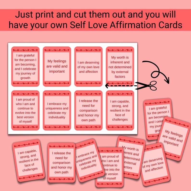 50 Printable Self-love Affirmation Cards for Women, Positive Daily ...