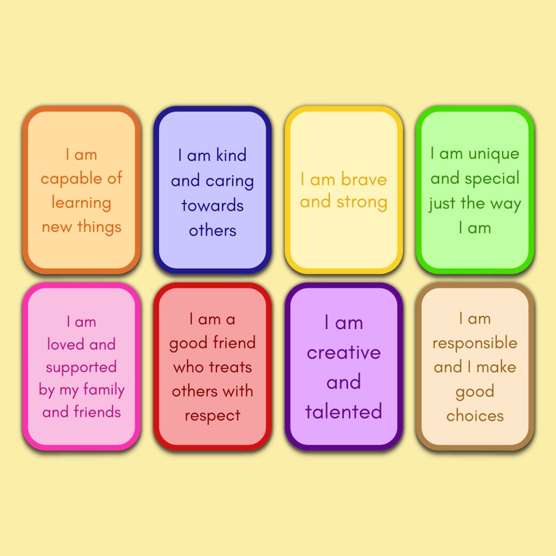 40 Printable Positive Affirmation Cards for Kids, Positive Quotes ...