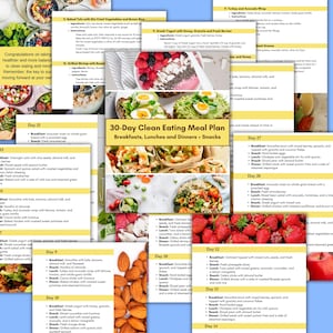 Printable 30 Day Clean Eating Meal Plan & Grocery List, Healthy ...