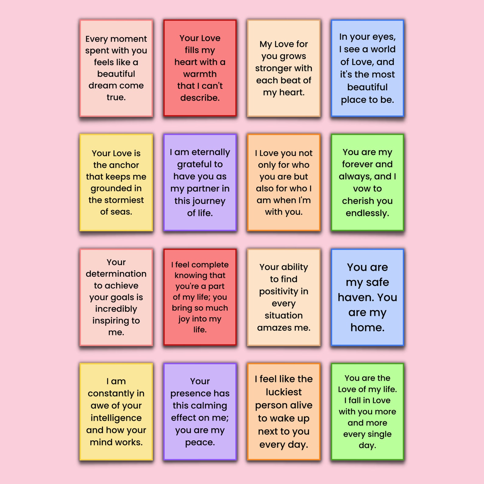 50 Words of Affirmation Cards for Her: Love Coupon Valentines Gift ...