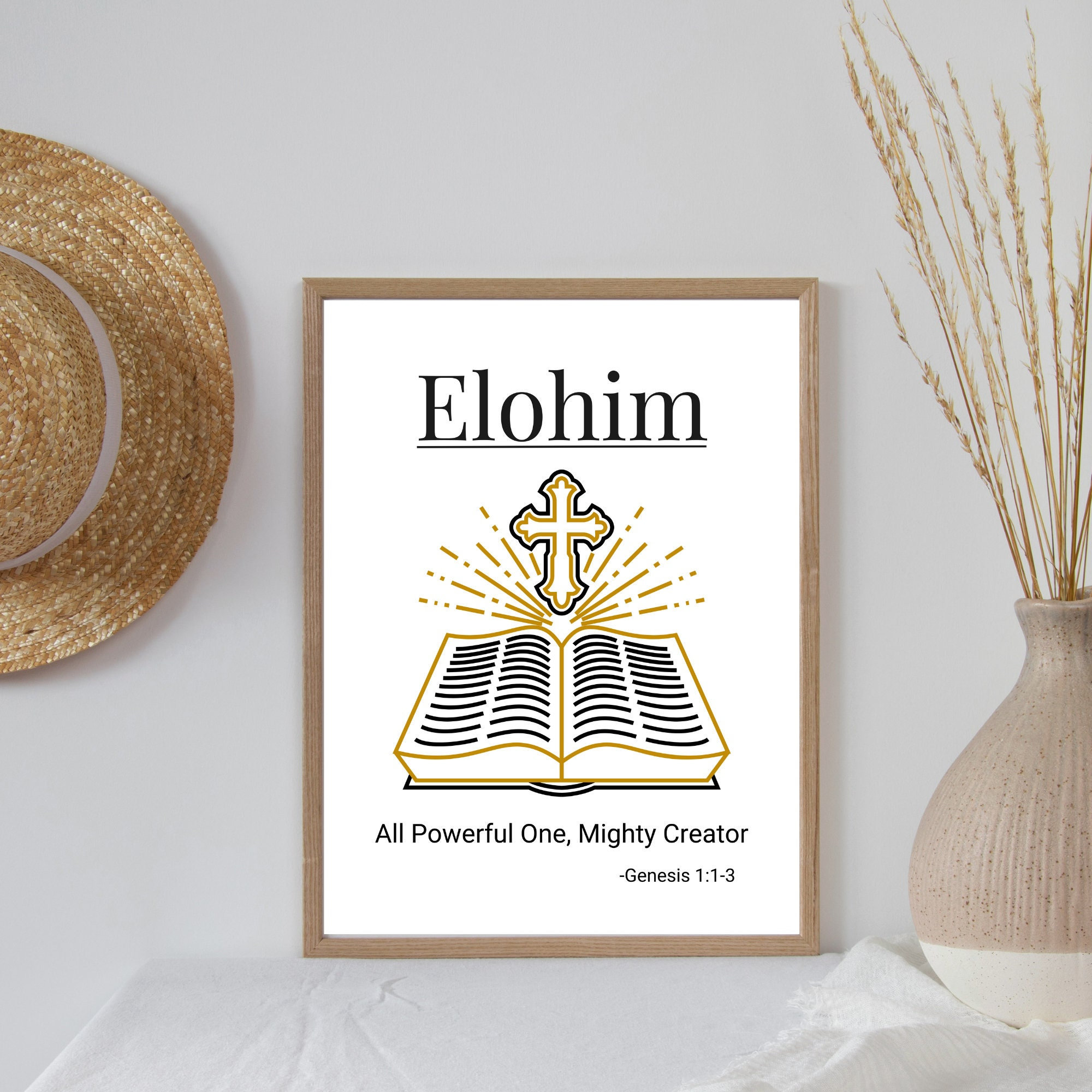 Printable Hebrew Names of God Elohim Wall Art, Names of Jesus Christ ...