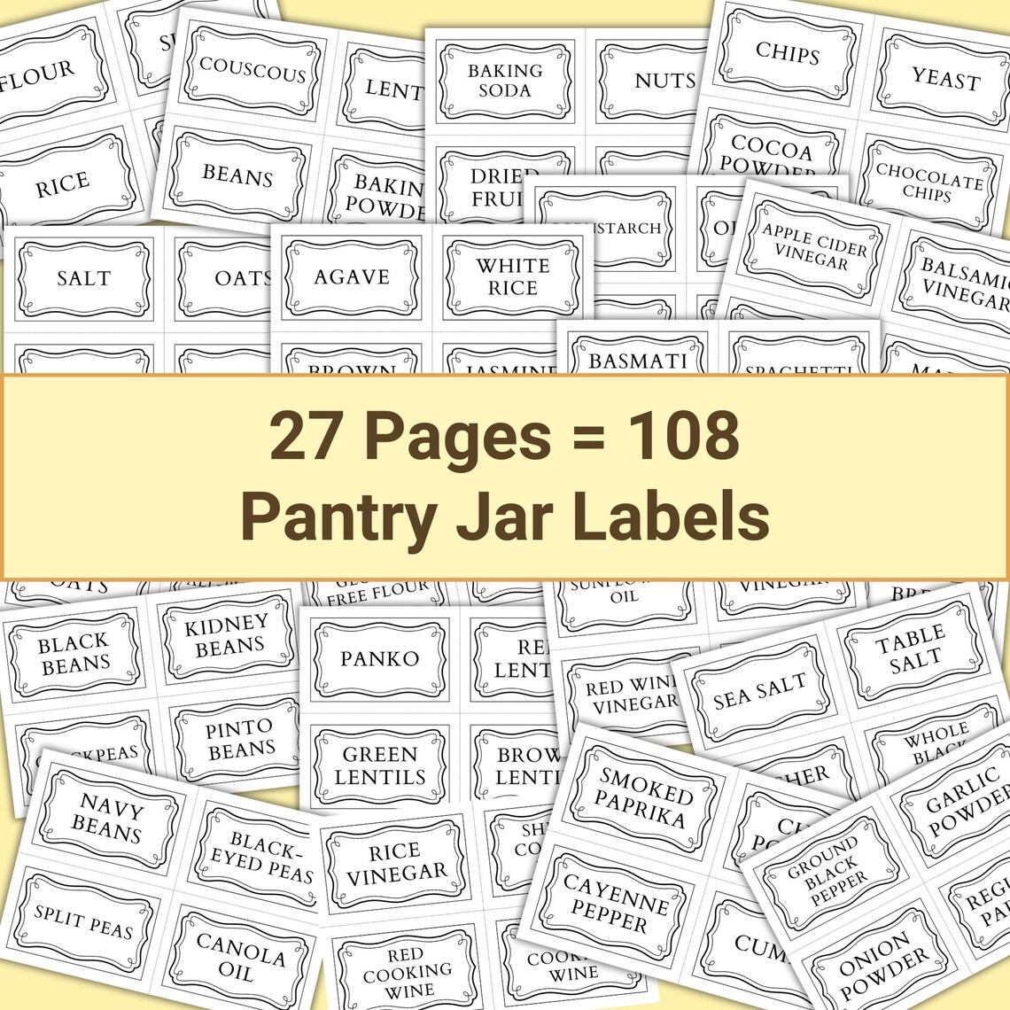 Printable Pantry Food Jar Labels, Minimalist Homemade Spice Jar Labels ...