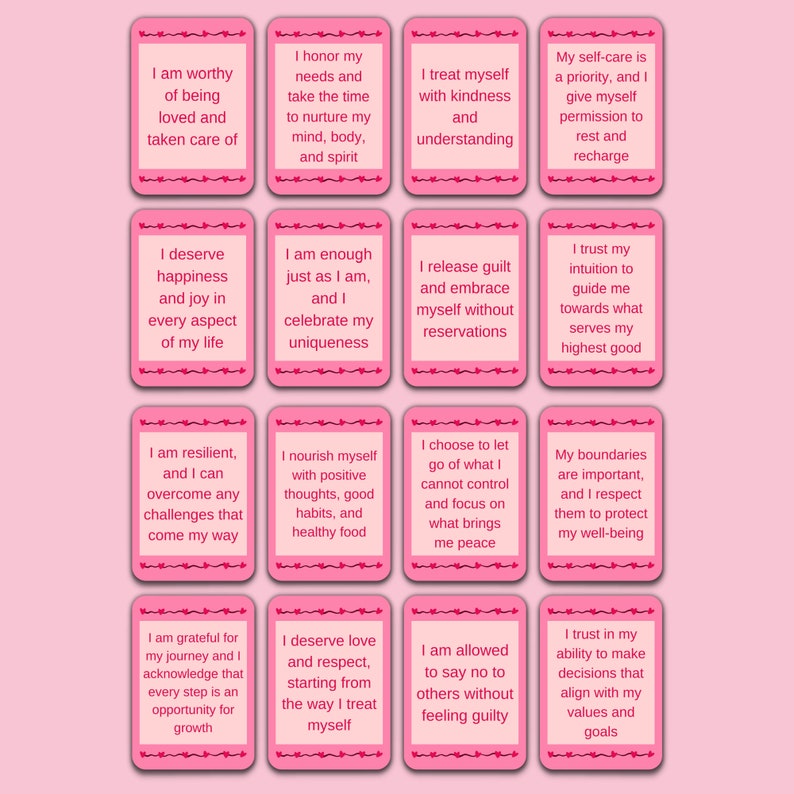 40 Printable Self-care Affirmation Cards for Women, Positive Daily ...