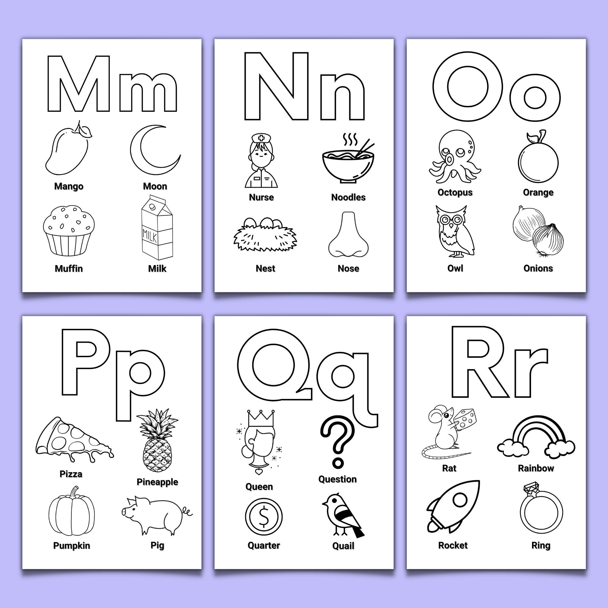 Printable Alphabet Coloring Book Worksheets, Preschool Printables for ...