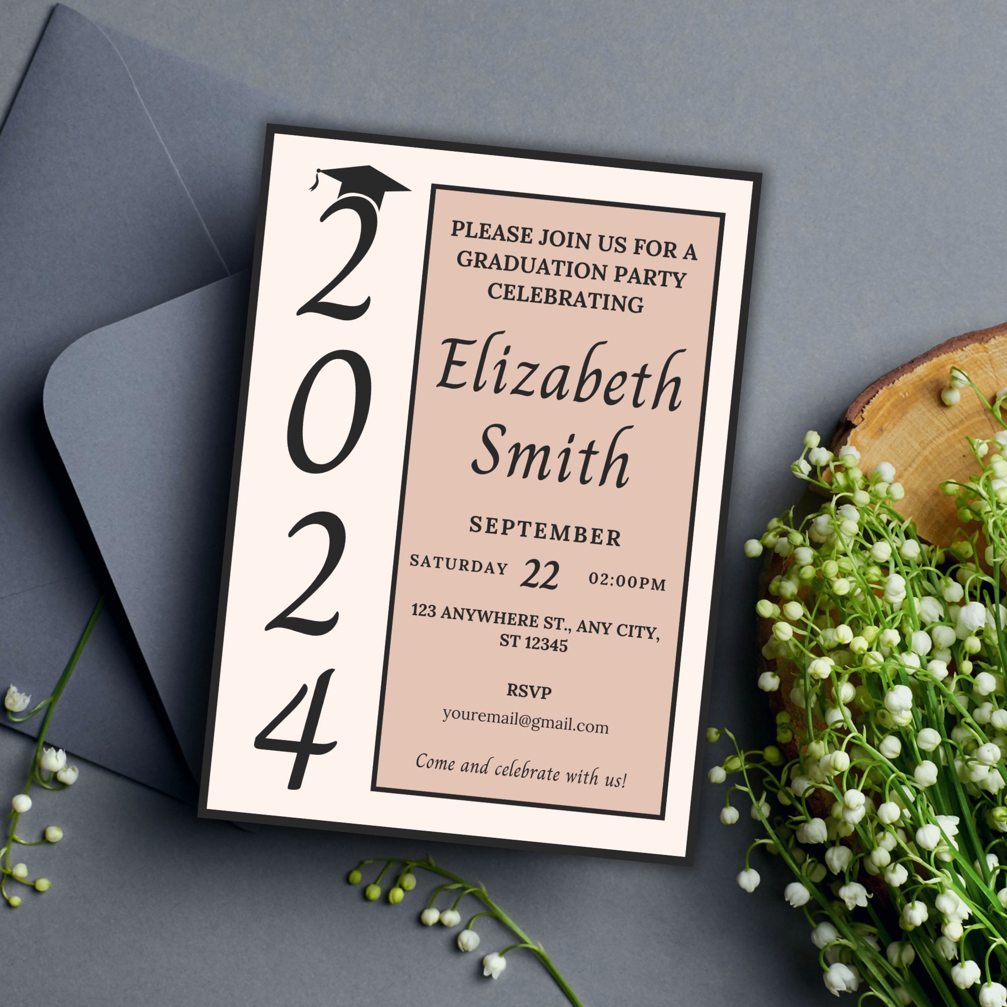 Editable Graduation Ceremony Invitation Canva Template, Grad Party ...