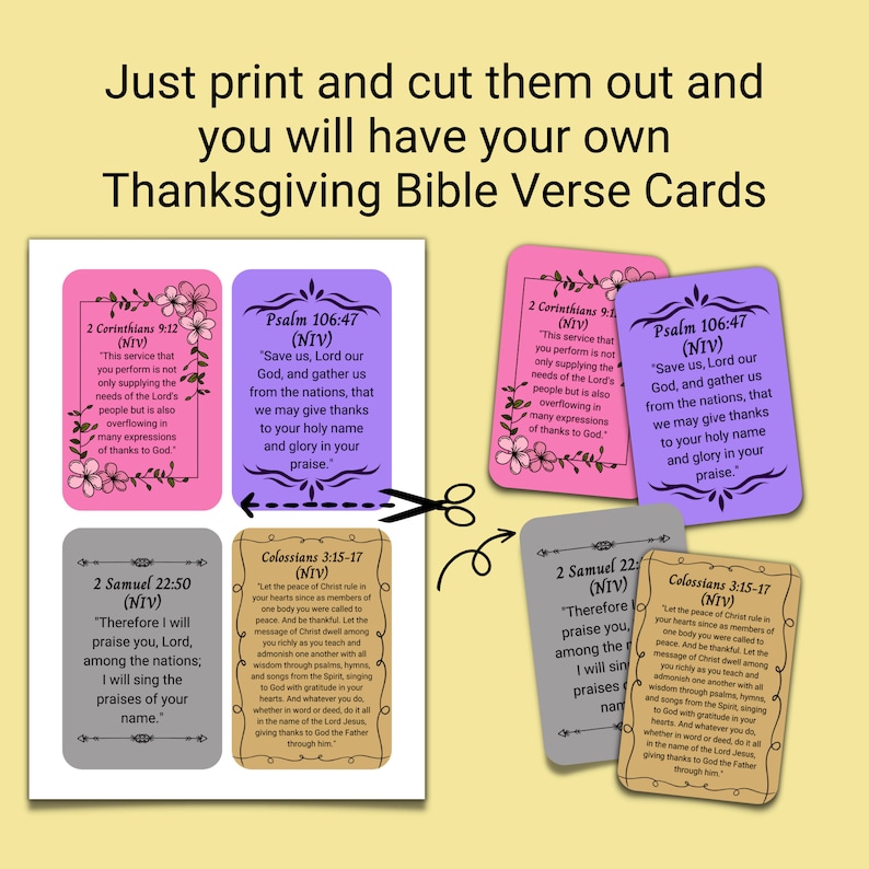 Printable Thanksgiving Bible Verse Cards, Bible Study Tools, Memory ...