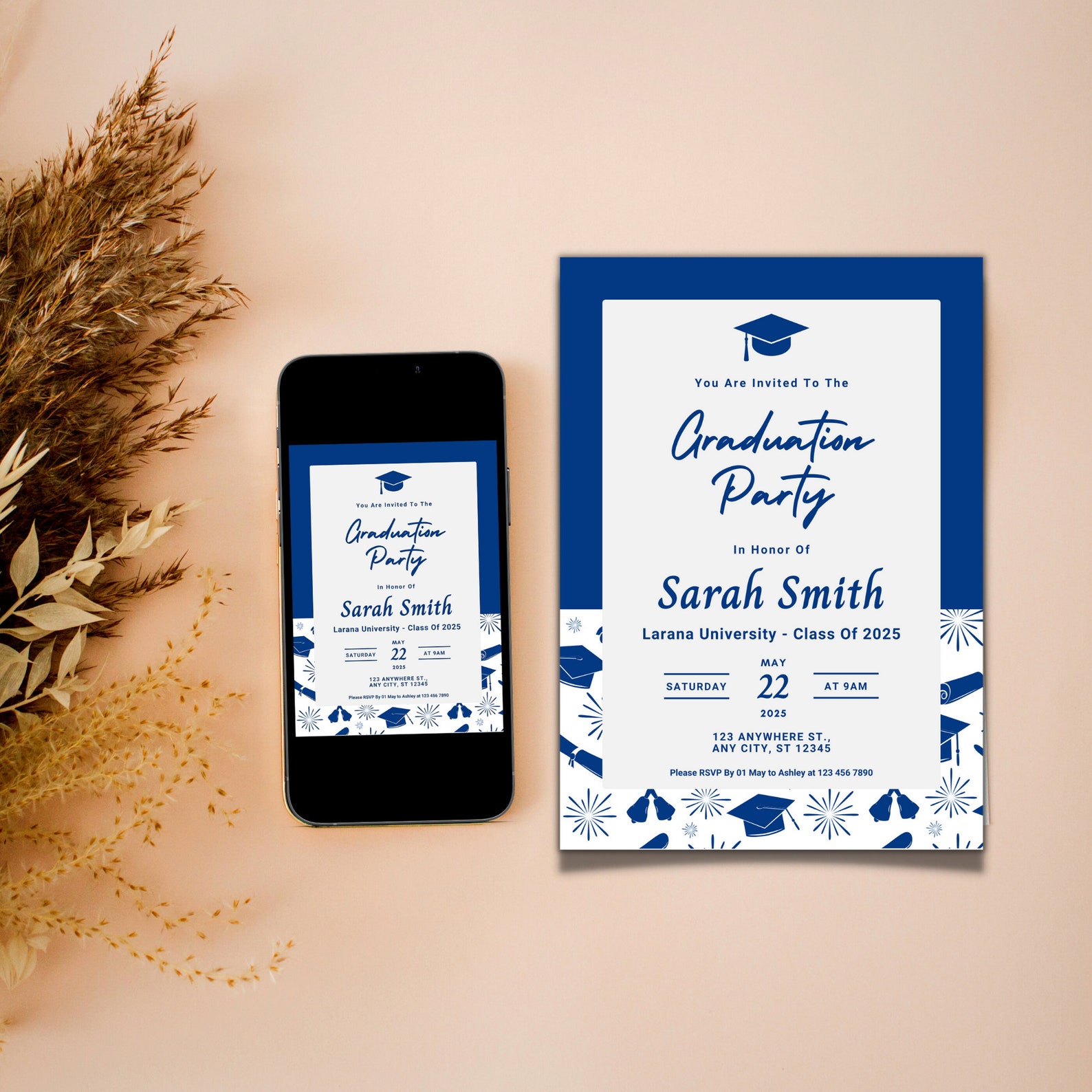 Editable Graduation Party Invitation Canva Template, Grad Party Invite ...