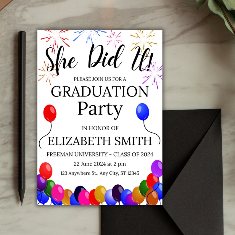 Editable Graduation Ceremony Invitation Canva Template, Grad Party ...