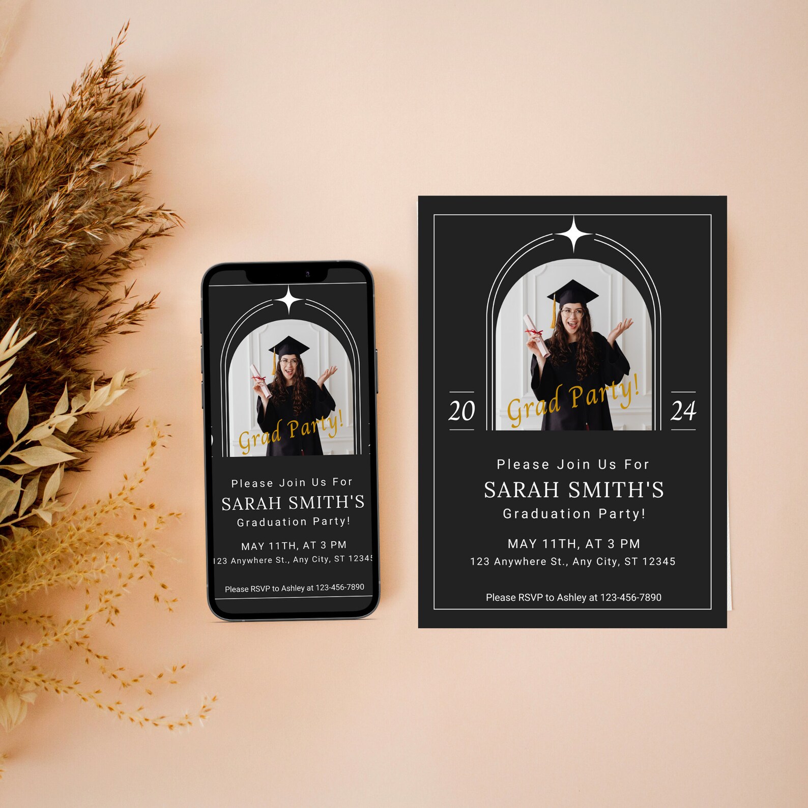 Editable Graduation Party Invitation Canva Template, Grad Party Invite ...