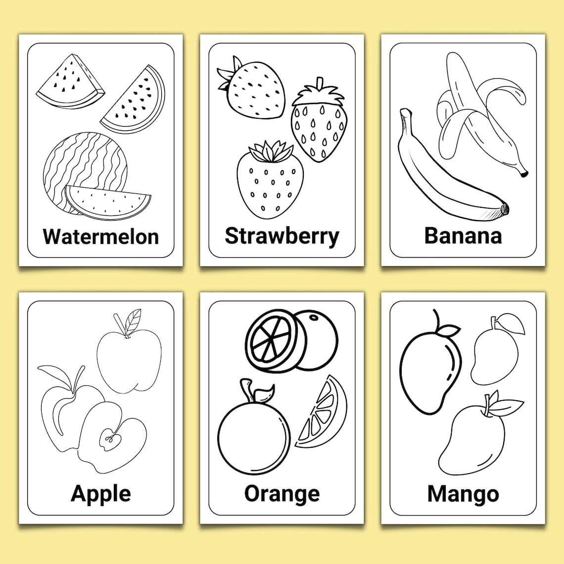 Printable Fruits Coloring Book Worksheets, Preschool Printables for ...