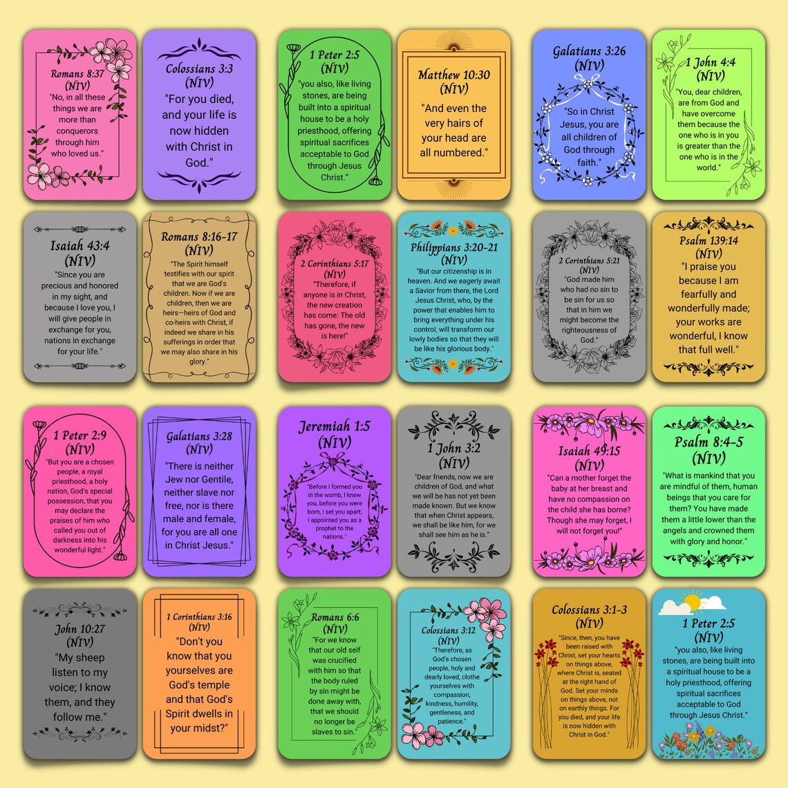 Printable Identity Bible Verse Cards, Bible Study Tools, Memory Verse ...