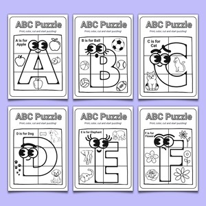Printable Alphabet Coloring Puzzle Worksheets, Preschool Printables for ...
