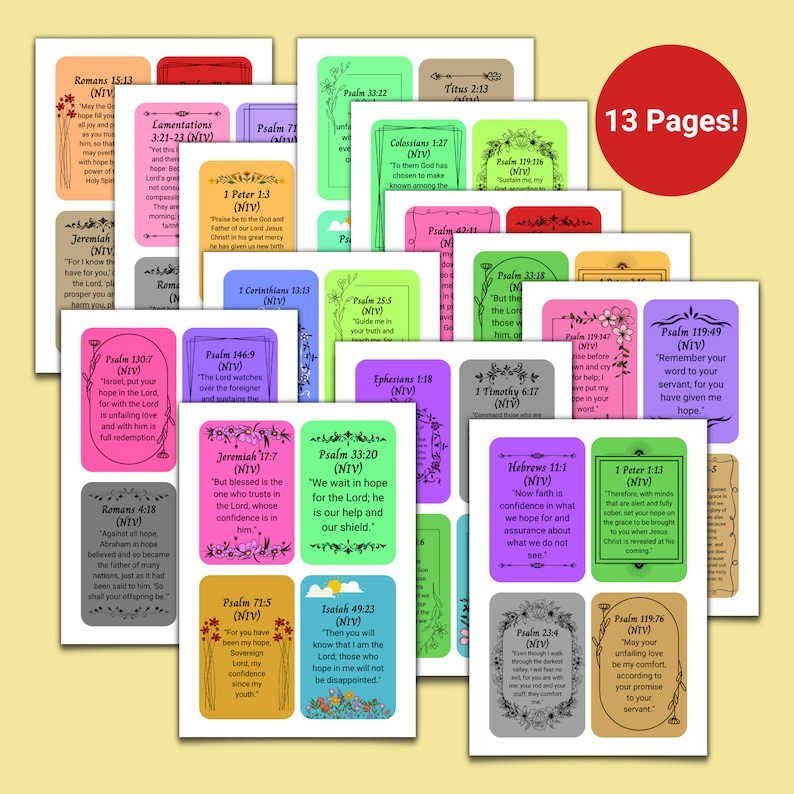 Printable Hope Bible Verse Cards, Bible Study Tools, Memory Verse Flash ...