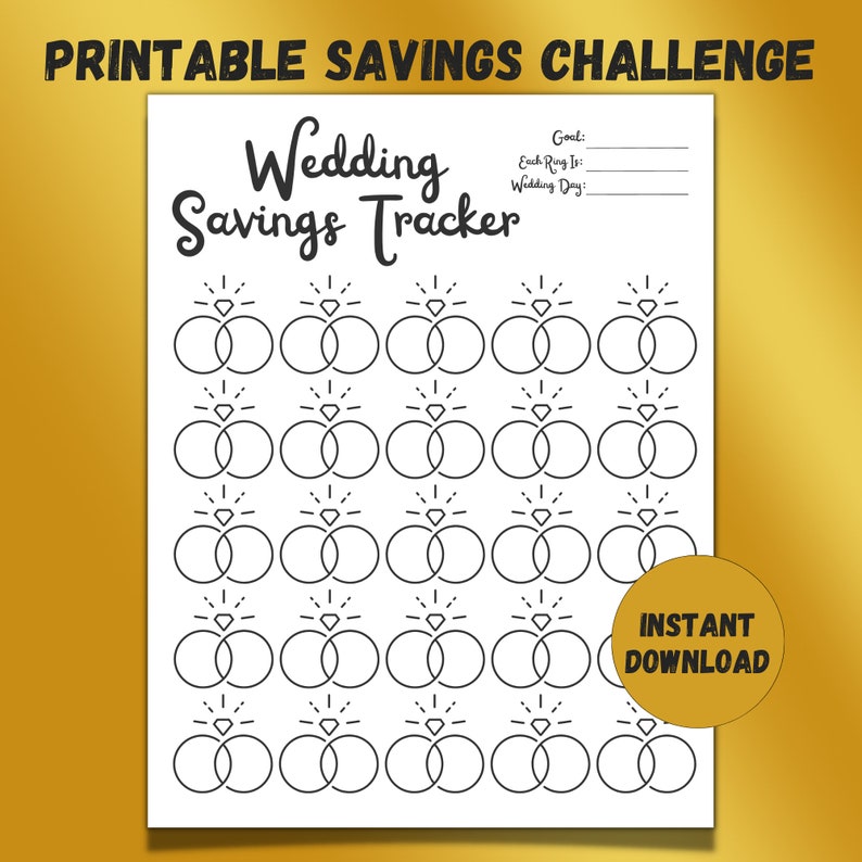 Wedding Savings Challenge Printable Wedding Savings Tracker - Etsy