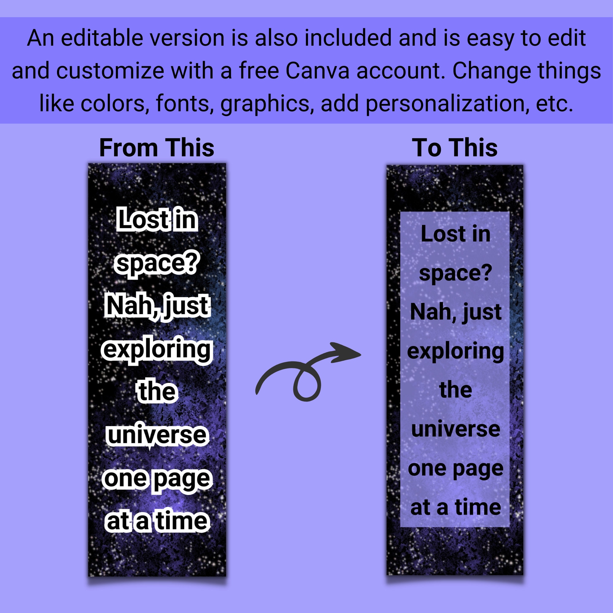 Printable Space Bookmark Set, Cute Galaxy Bookish Bookmarks, Gift for ...