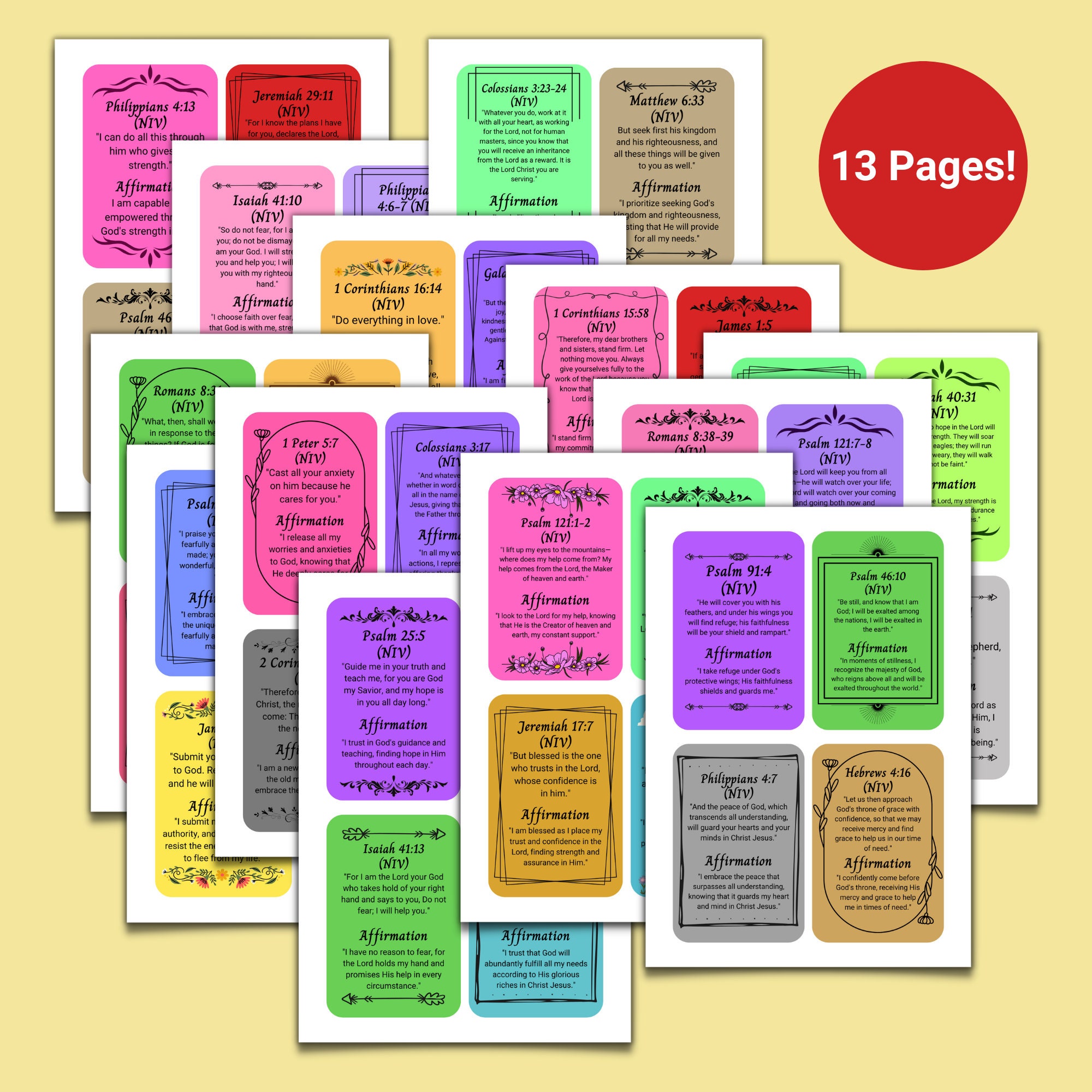 Printable Biblical Affirmation Cards, Bible Verse Cards Study Tools ...