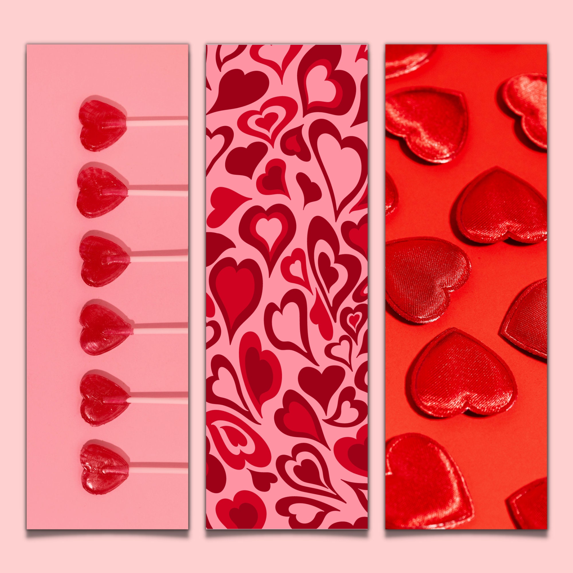 Printable Hearts Bookmark Set, Cute Bookish Bookmarks, Gift for Book ...