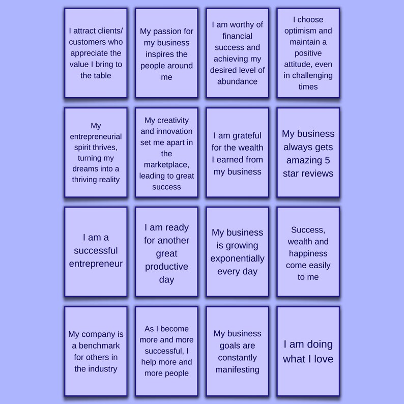50 Printable Positive Affirmation Cards for Entrepreneurs, Self ...